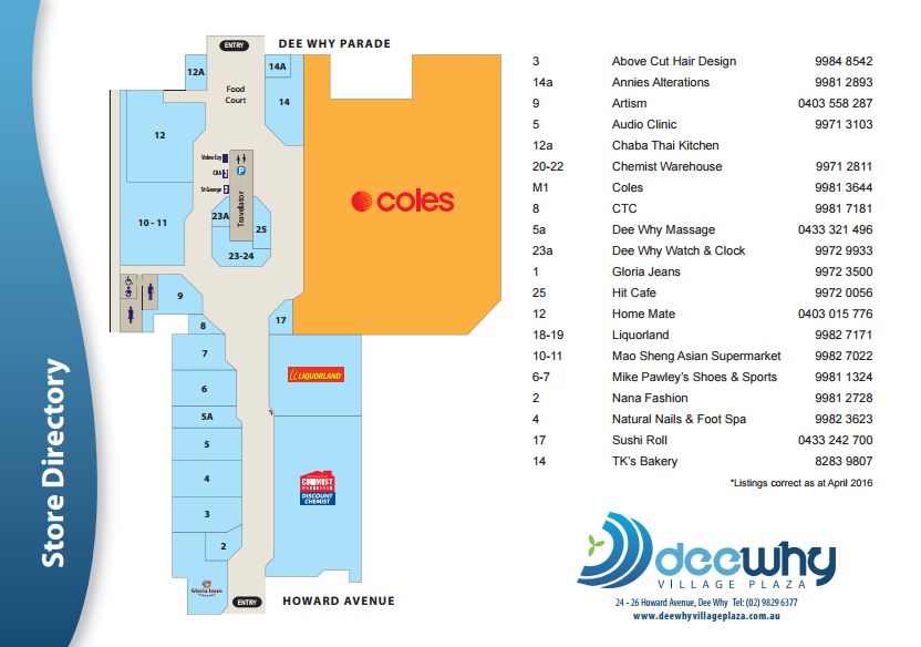 Dee Why Village Plaza - Dee Why, New South Wales - store list (20 ...